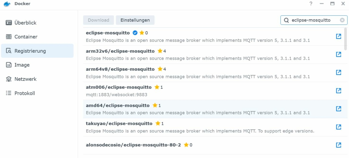 MQTT Broker Mosquitto Als Docker Image Auf Einem NAS Installieren
